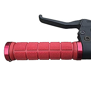 Platt Bike Handlebar Grips Rubber Comfortable Bicycle Handle Grip for MTB/BMX with Plastic End Caps,Red
