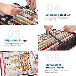 BoxLegend Wrapping Paper Storage Container – Fits up to 20 Rolls 1 3/8” Diam. - Underbed Gift Wrap Organizer Bags, Wrapping Paper Rolls, Ribbon, and Bows - Under Bed