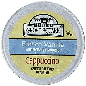 Grove Square Cappuccino Pods, French Vanilla, Single Serve, 50 Count (Pack of 1) - Packaging May Vary