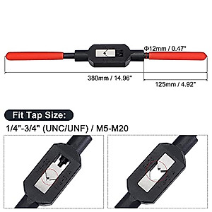 uxcell Adjustable Tap Wrench Handle for 1/4"-3/4" (UNC/UNF) / Metric M5-M20 Taps, Thread Tap Holder Reamer Hand Tapping Tool for Machinist Repair with Plastic Dipped Handle