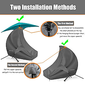 HWmatyCover Patio Hanging Chaise Lounge Cover, Heavy Duty Waterproof 73 Inch Patio Hanging Chair with Stand Cover, Hammock Cover for Outdoors, (79" Wx 50" D x74 H), Grey