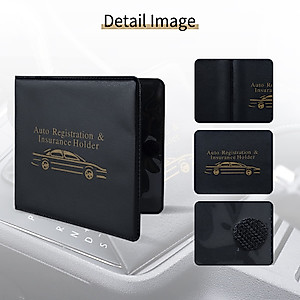 GaRhomxy Car Insurance and Registration Holder, ID Insurance Card and Registration Holder, Car Interior Accessories, Case Wallet for Auto Document Organizers (Black) - 2 Pack
