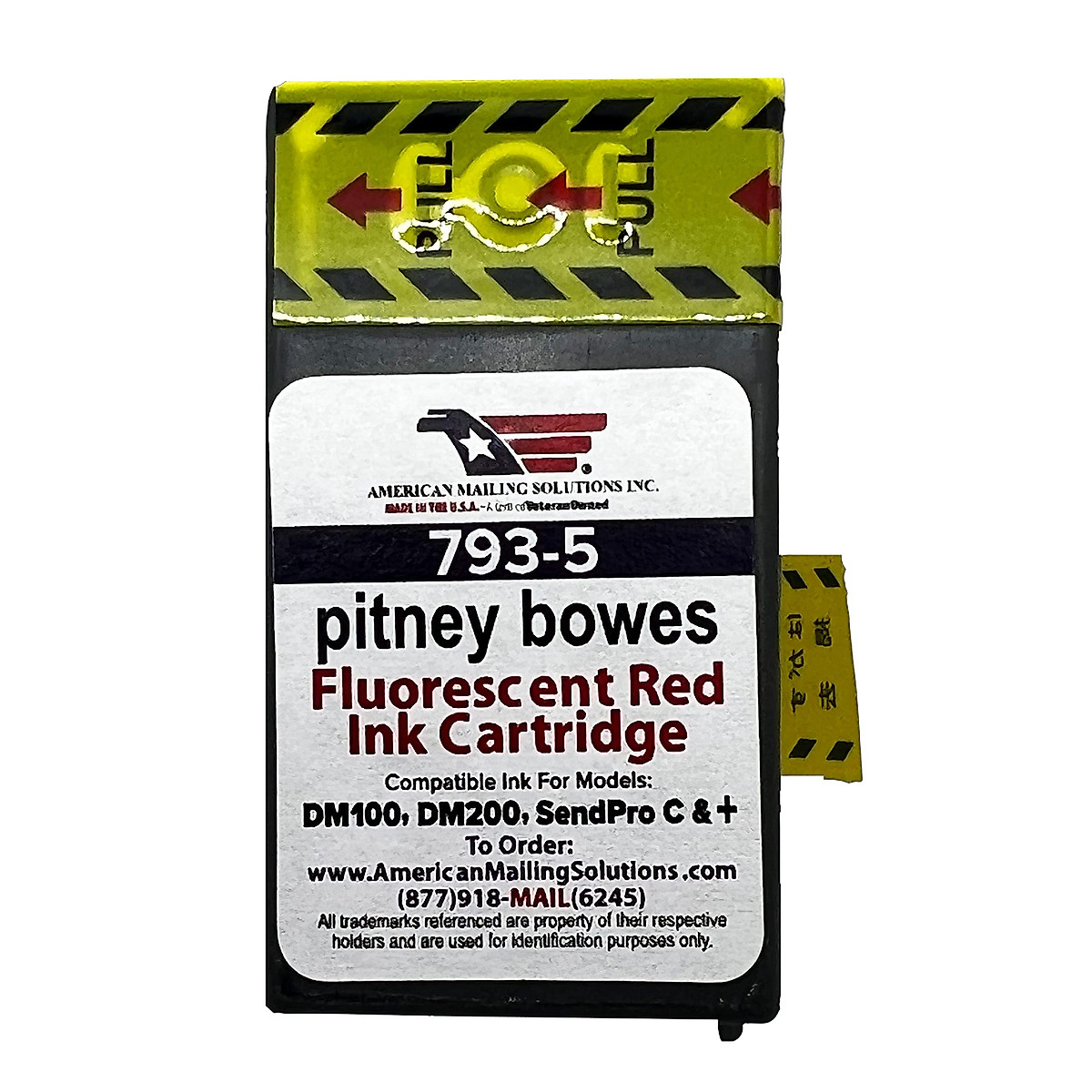 AMERICAN MAILING SOLUTIONS INC PB 793-5 Red Fluorescent Ink Cartridge Replacement for The SendPro and DM Series Postage Meters