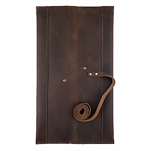 Cast Leather Co., Double Knife Roll for Chefs and Cooks, Vertical Case for Knives, Culinary Accessories, Carry-On Bag for Traveling, Full Grain Leather, Handmade, Bourbon Brown