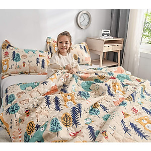 Quilt Set Queen Bedspread Coverlet Kids Queen Quilts Cartoon Bear Quilt Bedding Kids Quilt Bedspread Forest Animal Bear Print Kids Quilt Collection Home Lightweight Bedding Reversible Boys Coverlet