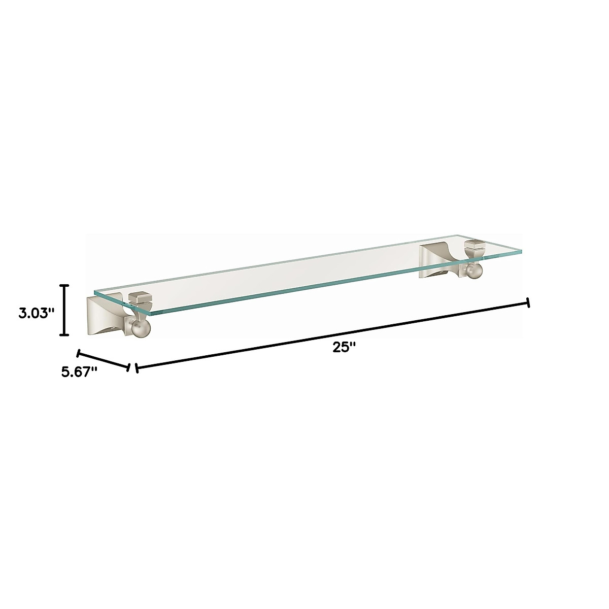 Moen DN8390BN Retreat 22-Inch Wide x 5-Inch Deep Decorative Glass Bathroom Vanity Shelf, Brushed Nickel