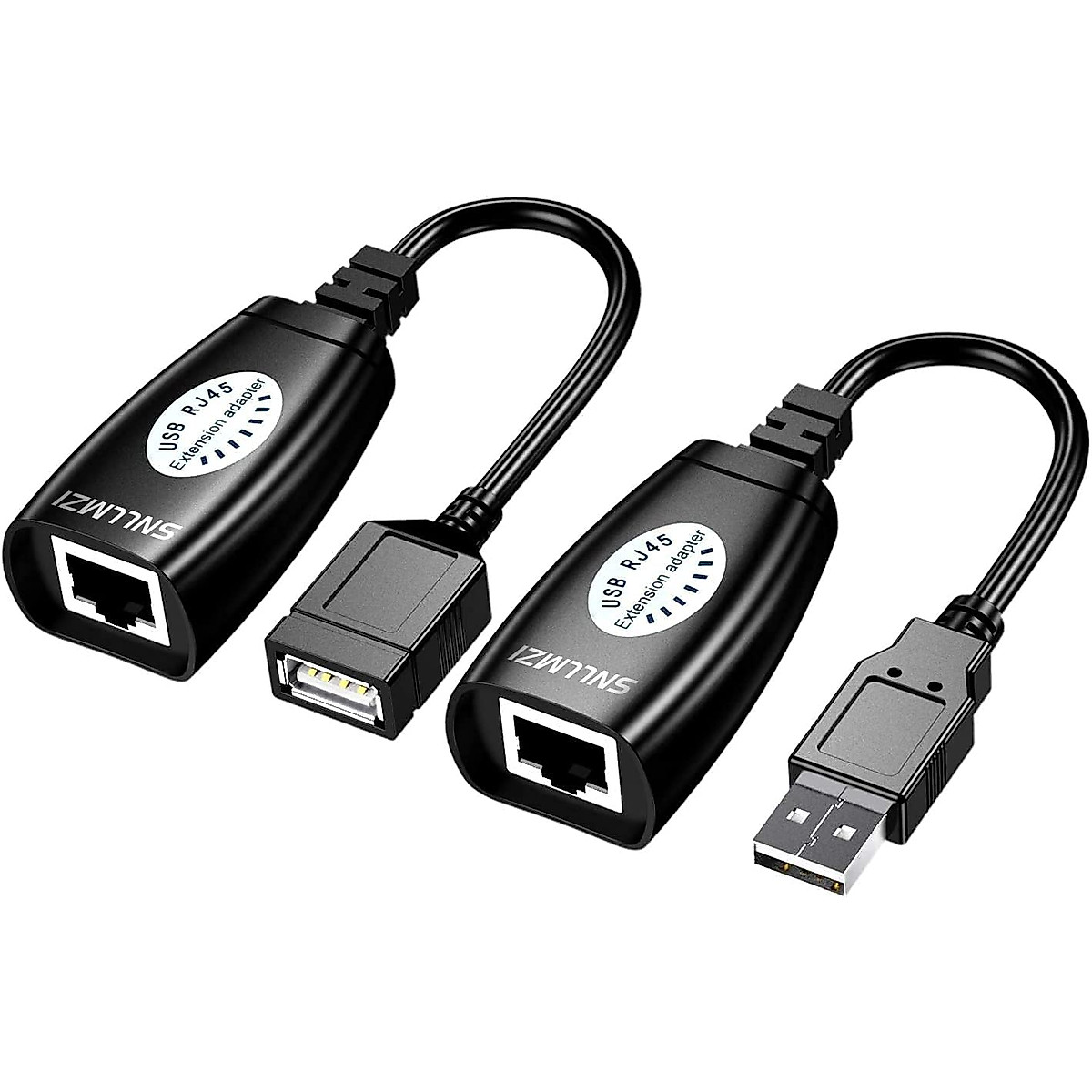 SNLLMZI USB to cat5 Adapter, USB Over RJ45 Ethernet for Cat5/Cat5e/Cat6/Cat7/Cat8 Extension Cable Adapter, USB 2.0 Extender Over Cat Extender Cable Adapter