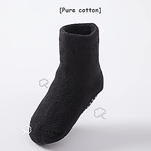 HLPHA Baby Non Slip Socks For Toddler Boys Girls,12 pairs Of Kids Cotton Socks For 0-5 Years (Black Soild，1-3T)