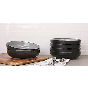10 Strawberry Street Two Tone Coupe 8.5”/36 Oz. Dinner Bowl Set Of 6, Black/White
