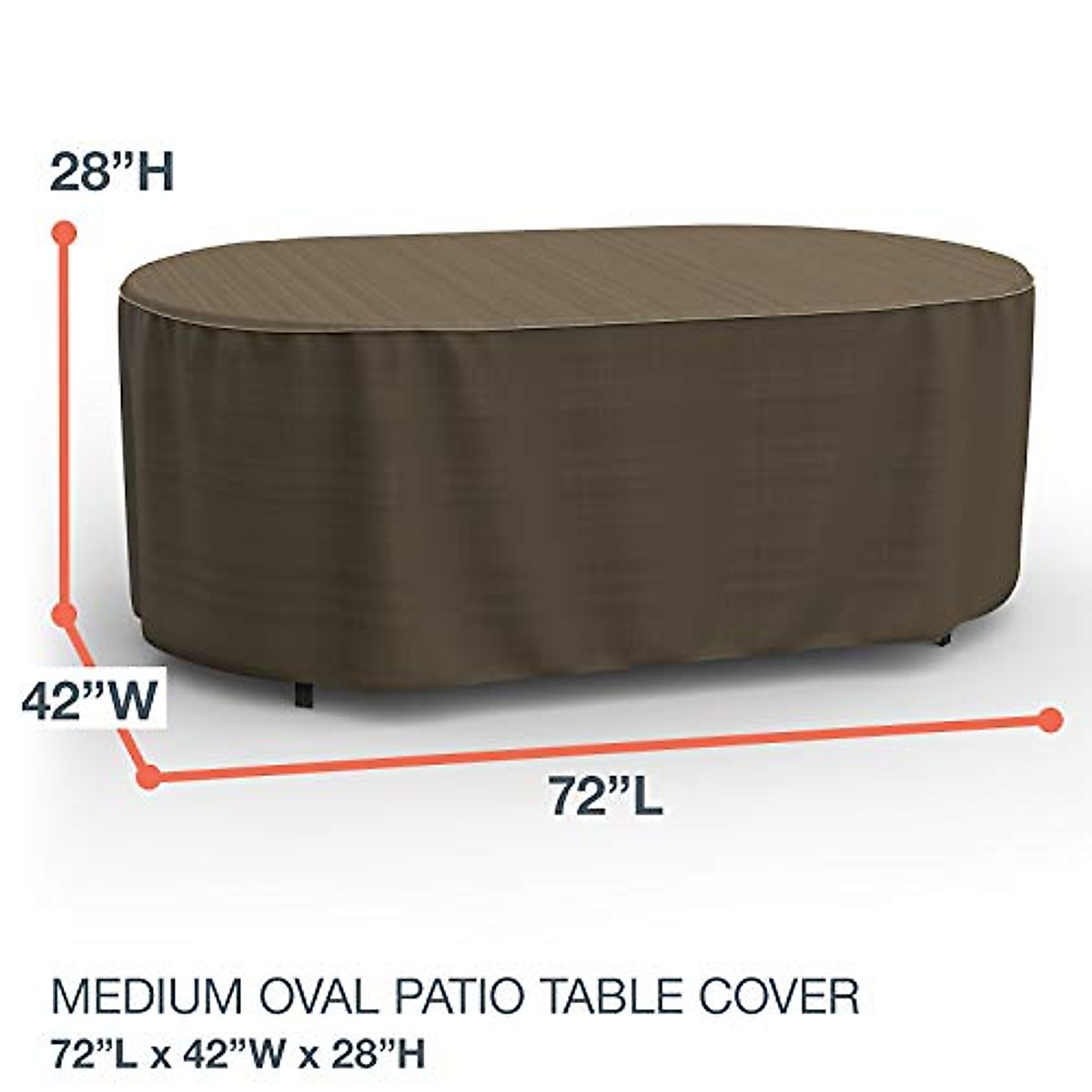Budge StormBlock Hillside Oval Patio Table Cover Premium, Outdoor, Waterproof, Medium, Black and Tan Weave