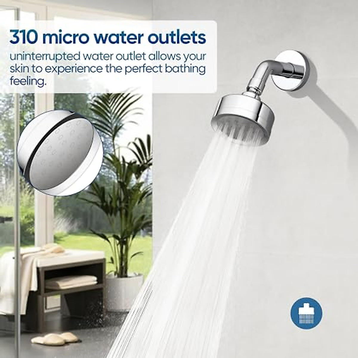 Fixed Rain Shower Head, 3.0 GPM High-Pressure Water Flow with Adjustable Angles, Full Stainless Steel Wall Mounted Luxury Washable Rainfall Showerhead, No Painting Peeling-Bright Black