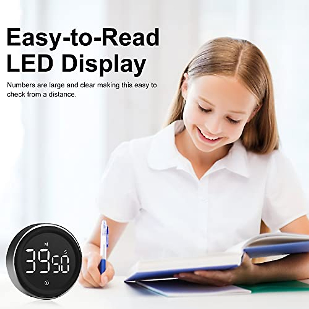 AIMILAR LED Digital Kitchen Timer - Magnetic Countdown Count-up Kids Timer, Large LED Display, Adjustable Volume and Brightness Cooking Timer for Kid Classroom Board