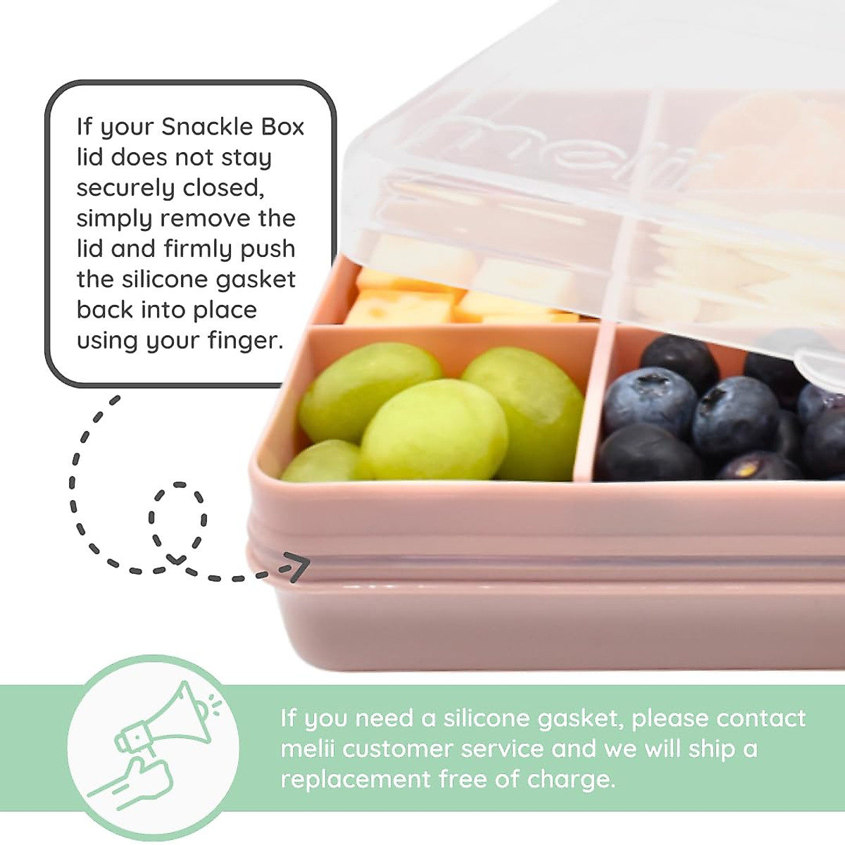 melii Snackle Box – Divided Snack Container, Food Storage for Kids, Removable Dividers, Arts & Crafts, Beads, BPA-Free – 12 Compartments (Pink)