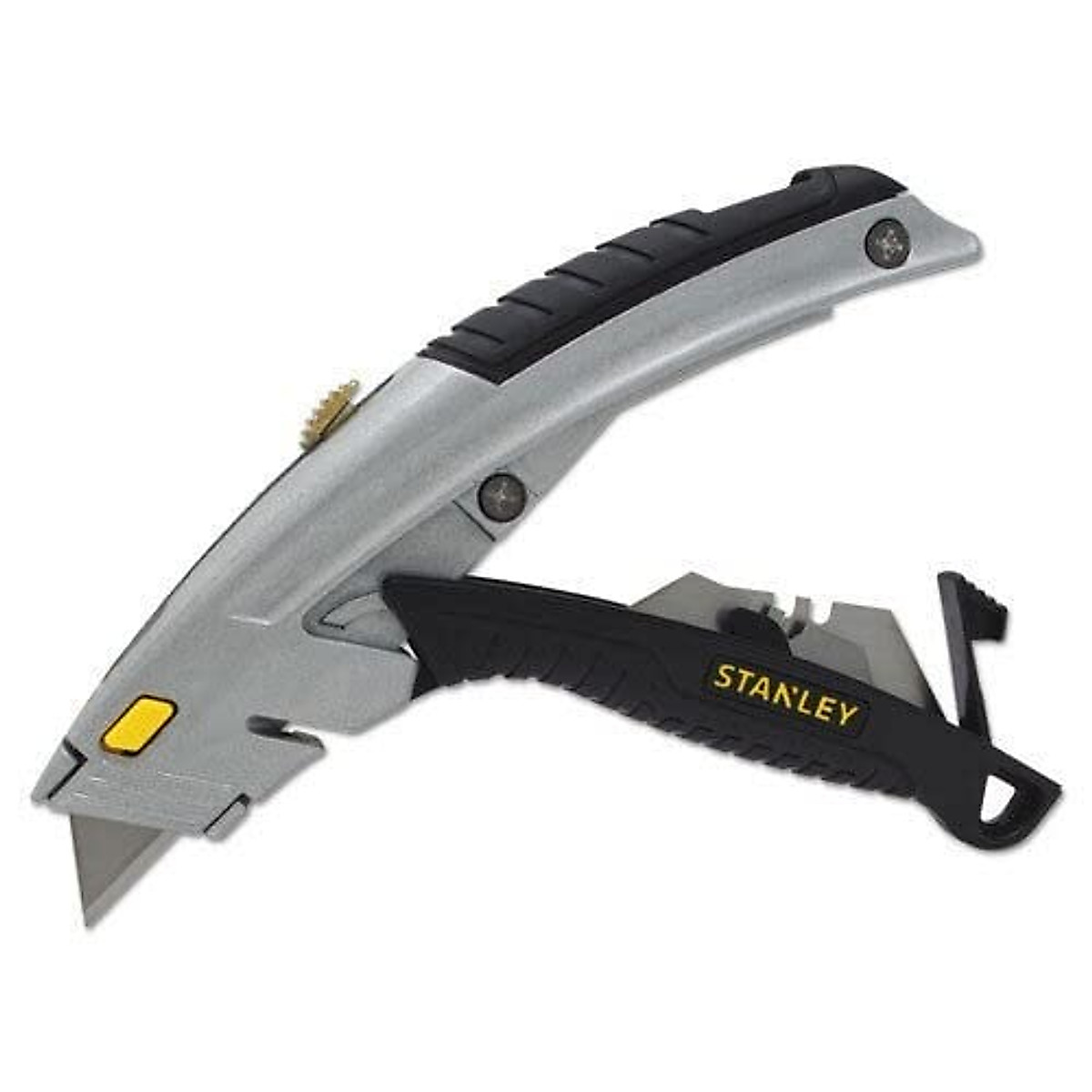Stanley 10788 Curved Quick-Change Utility Knife, High Carbon Steel Retractable Blade, 3 Blades