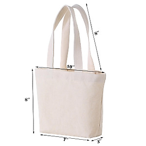 Generic 10×8×3 Inch - Small Canvas Tote Bags for Kids Mini Gift Bags Bulk for Painting DIY Arts & Crafts Thick Fabric Bland Bags (20, Beige)