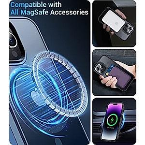 Temdan Magnetic Case for iPhone 14 Pro Max Case, [Compatible with MagSafe] [2Pcs Tempered Glass Camera Protector & Screen Protector] Slim Translucent Matte Shockproof Case for iPhone 14 ProMax Case