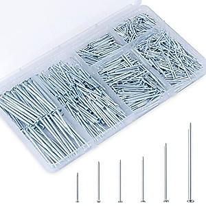 KURUI 700pcs Hardware Nails for Hanging Pictures Assorted Kit, Up to 2"-Long Picture Hanging Nails for Wall Drywall Wood, 6 Sizes Nails Assortment Kit, 640 Frame Nails and 60 Small Finishing Nails