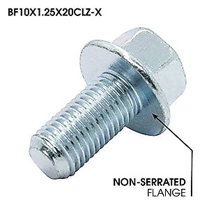 (15pcs) BelMetric M10X1.25X20mm JIS Hex Head Flange Bolt 14mm Wrench, Class 10.9 Plated Zinc for Automobile, Motorcycle, and Mechanical Applications BF10X1.25X20CLZ