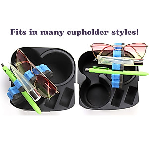 Polar Whale Spiral Car Cup Sunglasses Holder Insert Universal Expander Extender Keeps Small Items Organized Blue and Black High Density Foam