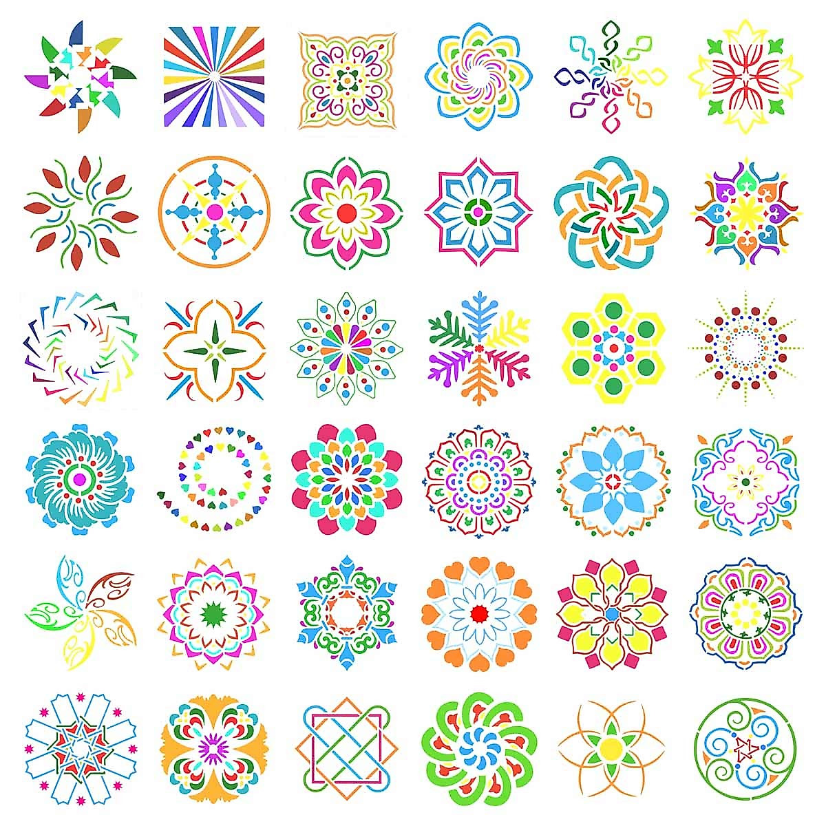 36 Pack Mandala Stencils (3.6x3.6 Inch) Mandala Dotting Painting Template Stencil Set for Painting Perfect for DIY Painting Art Projects Wood Wall Floor Fabric Furniture Tile Christmas Gift (Reusable)