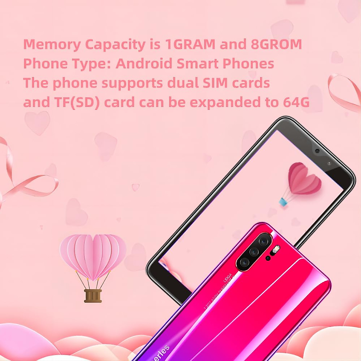 1GB RAM 8GB ROM，X10 Android Smartphone, 5.72-inch IPS Full-Screen，Front and Rear Cameras，Only Supports Dual SIM Card Frequency Band of 3GWCDMA ：850/2100MHZ，Unlocked Cell Phone （red）