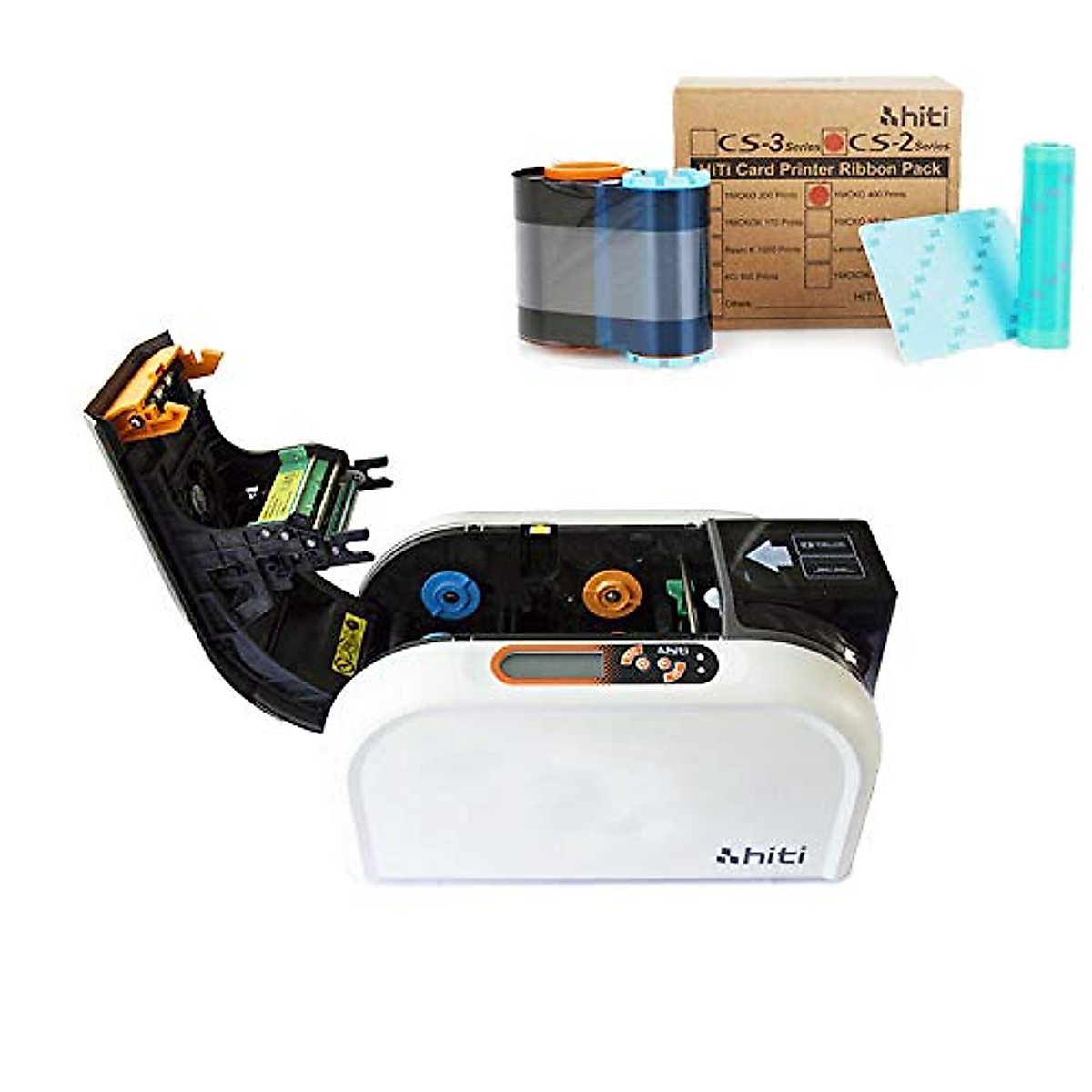 CNJACKY ID Card Printer, Card Printing Machine, CS-200e Dye Sublimation Printing Technology, Carddesiree Cs Software, Upgradable Encoding 300 Dpi Card Printer (Monochrome)