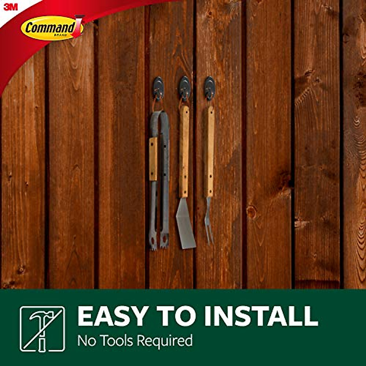 Command Outdoor Medium Terrace Hooks, Black, 3 lb Capacity, Water-Resistant Strips, 2-Hooks, 4-Strips, Decorate Damage-Free (Pack of 2)