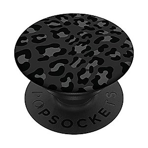 Cute Black Leopard Print Pattern Design For Women On Black PopSockets PopGrip: Swappable Grip for Phones & Tablets