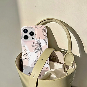 J.west Design for iPhone 13 Pro Max Case 6.7",Aesthetic Minimalist Boho Modern Abstract Prints Slim Geometric Line Plant Floral Pattern Pink Soft TPU Shockproof Cover Protective Phone Case for Women