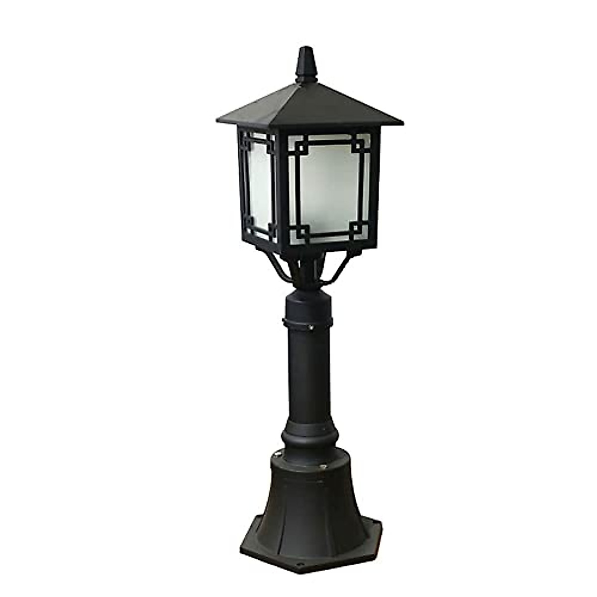 Outdoor Post Light Waterproof IP55 Pillar Lamp Black Column Lamp Chinese Street Light Aluminum Alloy Stigma Light Villa Garden Pathway Light, 22.5cm×73cm