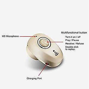 Heave Mini Invisible Wireless Earbud,Portable Earpiece Sweatproof Stereo Bluetooth Earphone with Microphone Headphone, Single Sports in Ear Headset for Cell Phone Skin Color