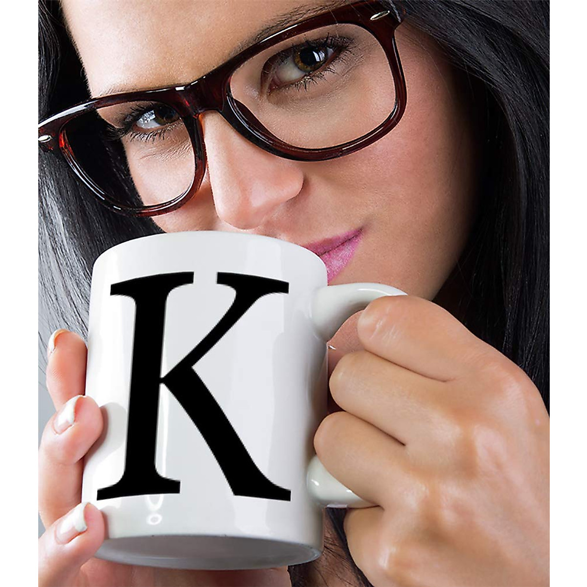 Custom Coffee Mug 11 Ounces Alphabet Letter Monogram K Ceramic Tea Cup Design Only