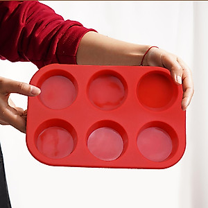 Silicone Egg Bite Molds for Baking, 6 Cavity Round Egg Molds Cups Non-Stick Egg Muffin Top Baking Pans Dash Egg Bite Maker for Egg Breakfast Hamburger Sandwiches Omelets Whoopie Pie with Oil Brush