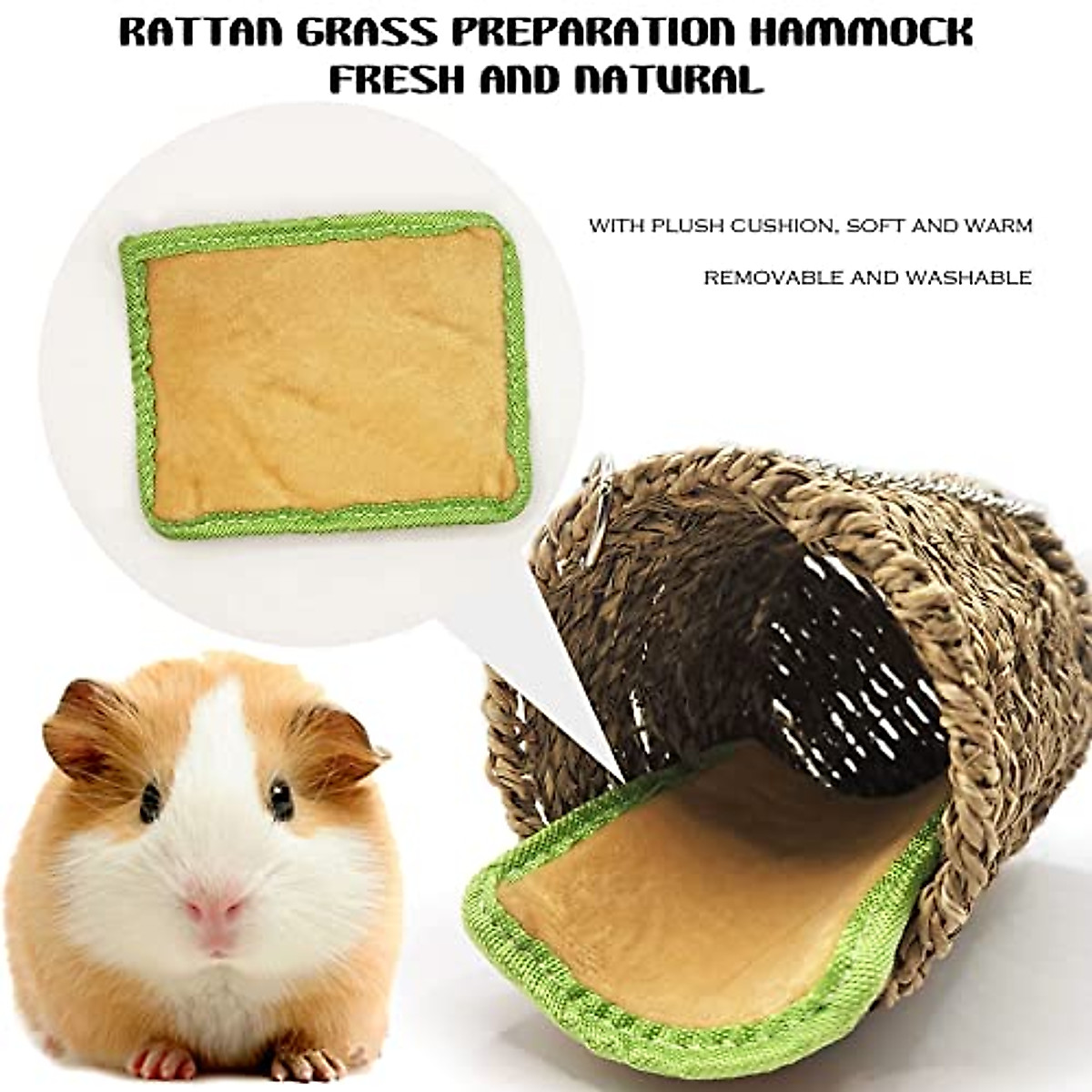 Small Animals Activity Toys, Hamster Play Balls Rolling Chew Toys Pet Nest&Hammock, Gnawing Treats for Guinea Pigs/ Chinchilla/Hamster, Little Pet Natural Grass Balls and Toys