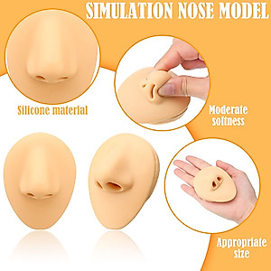 2 Pcs Silicone Nose Model, Soft Flexible Model Body Part Displays, Realistic Fake Nose, Piercing Practice Body Parts, Human Body Model for Jewelry Display, Practicing Suture, Mannequin Teaching Tool