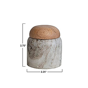 Creative Co-Op Modern Marble Wood Lid, Natural Canister