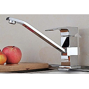 OQPJMYZ Faucets, Copper Kitchen Faucet,Metal Chrome Plating,Rotary Single-Connected Cold and Hot Water Mixer,Faucet,Water-Saving,Environmental Protection Wrench Type Bathtub Faucet,Kitchen