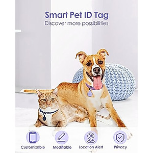 PawsRealm NFC & QR Code Pet ID Tag, Silicone Silent Dog Tag, Cat Name Tag, Personalized Customized Dog Tag, Modifiable Pet Online Profile, Instant Pet Location Alert Email, Anti-Lost Function