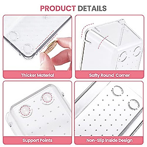 HOUSE DAY Makeup Drawer Organizer Trays 17 PCS, 4-Size Clear Drawer Organizers with Silicone Pads, Vanity Organizers and Storage, Non Slip Plastic Drawer Organizer for Desk, Bathroom, Kitchen, Office