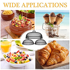 5 Pcs Metal Mesh Food Cover for Outdoors Include 18.5 In Extra Large Mesh Food Tents Fly Fruit Screen Food Net 4 Pcs 11 In Large Dome Plate Covers for Dinner Plates Reusable Picnic Food (Black)