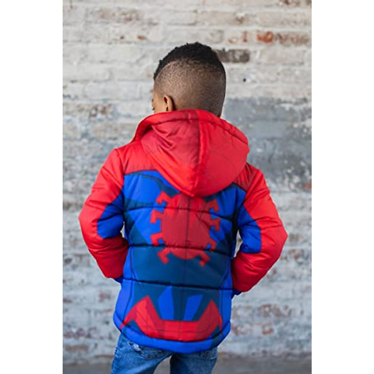 Marvel Avengers Spider-Man Little Boys Winter Coat Puffer Jacket Spider-Man, Red, 6