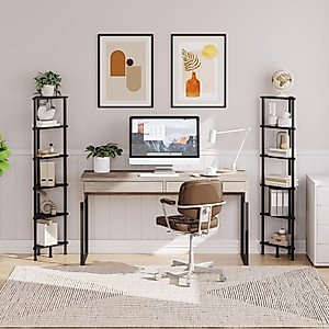 HOOBRO Corner Shelf Stand, Industrial 6-Tier Corner Bookshelf with Metal Frame,Corner Bookcase, Corner Plant Display Stand for Small Spaces, Living Room, Black BK36CJ01