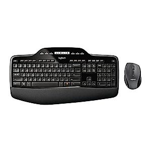 Logitech MK710-RB Desktop Wireless Keyboard/Mouse Combo, Hyper-Fast Scrolling Wireless Mouse USB, Keyboard with LCD Dashboard, Long Battery Life, Black (Renewed)