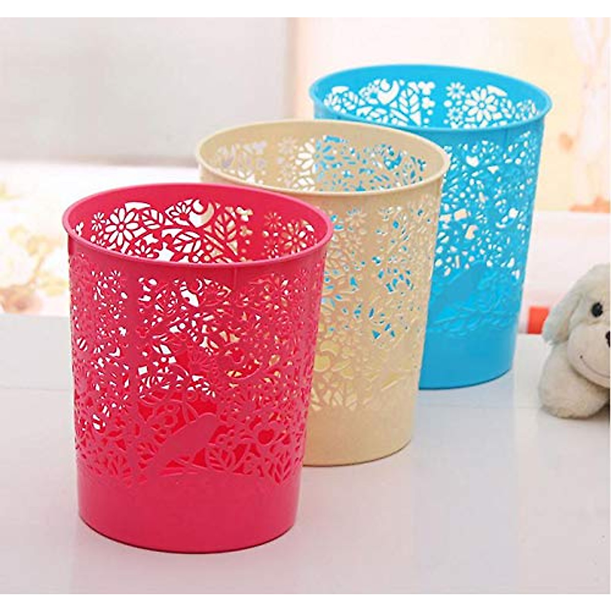 Daliuing Garbage Bin Hollow Trash can Swing Waste Basket for Kitchens, Home Offices, Kids Rooms