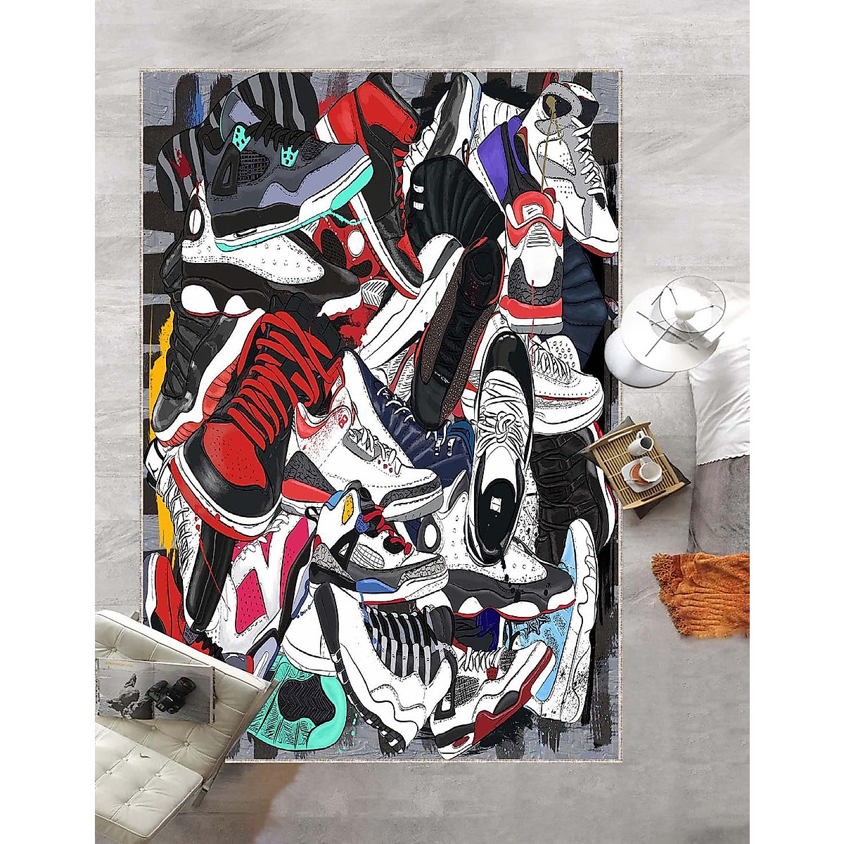 Generic Sneakers Rug, Sneakers, Shoes Rug, Street Rug, Cool Rug, Sneakers Decor Rug, Sneaker Art, Fashion Street Rug, 5.2 x 7.5 feet, Colourful