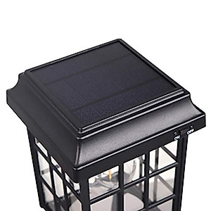 Kemeco ST4329Q-A Solar Post Light Squared Frame Exterior Waterproof Led Fixture for Outdoor Garden Street Post Pole Yard Driveway Walkway Entryways (Flat Roof)