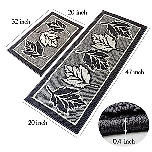 Kitchen Rugs And Mats Non Skid Washable, 2 Piece Set 20"X32"+20"X47", Soft Anti And Stain Resistance Absorbent Runner Rugs For Front Of Sink, Kitchen Mats For Floor, Black And White Kitchen Rugs