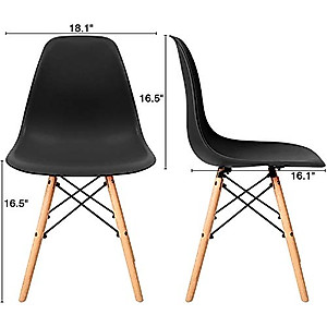 Furniwell Pre Assembled Modern Style Dining Chair Mid Century Modern DSW Chairs, Indoor Plastic Shell Lounge Plastic Chairs Side Chairs Set of 4 (Black)