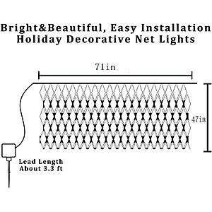Juesi Christmas Outdoor Net Lights, Solar Mesh Lights Bush Lights Christmas Tree Netting Fairy Lights for Garden, Patio, Window, Fence, Bush, Easter Home Decoration, 8 Light Modes