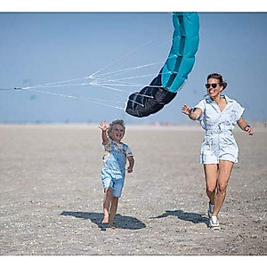 Peter Lynn Hype TR Foil Power 2-Line Control Bar Kiteboarding Trainer Kite w Leash Bundled with WindBone Kiteboarding Lifestyle Decals & Key Fob (2.4M Aqua/Black)